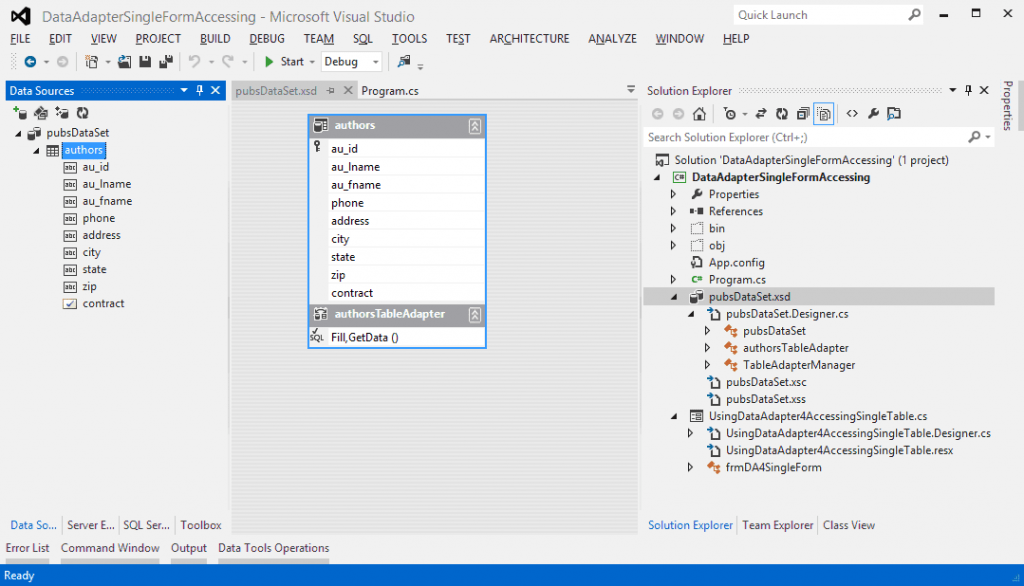 DataAdapter Example in C#