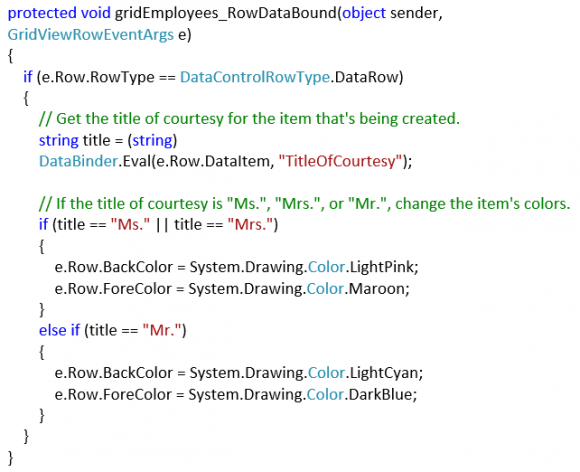 GridView Formatting – Styling with Visual Studio